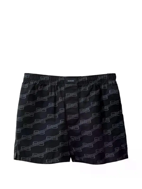 Balenciaga Bb Monogram Cotton Poplin Shorts