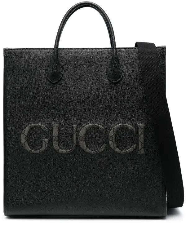 Gucci Logo-embossed Leather Tote Bag - Black