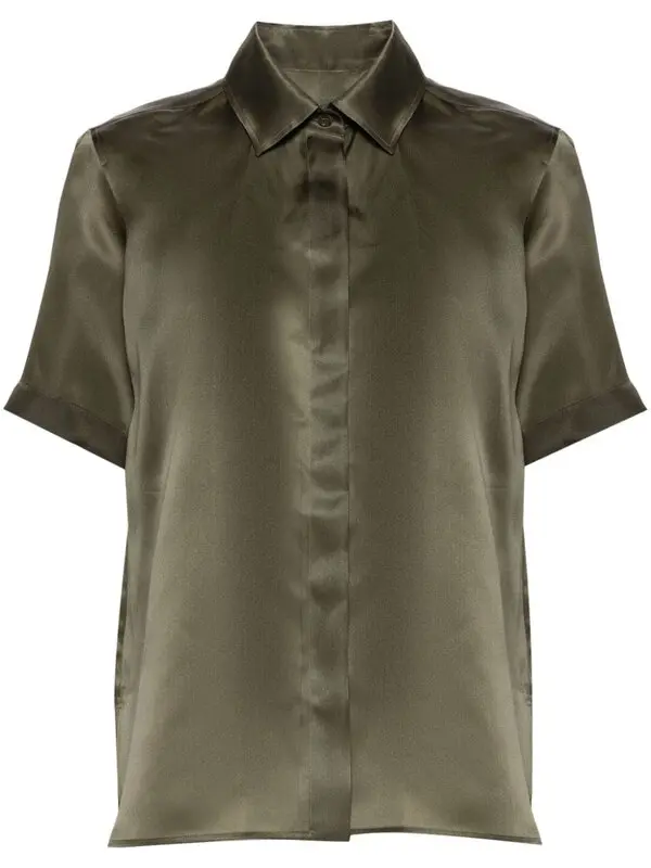 Max Mara Satin Silk Shirt - Green