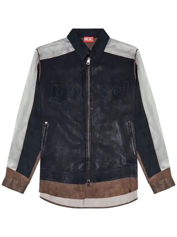 DIESEL® Logo-print Zip-up Shirt