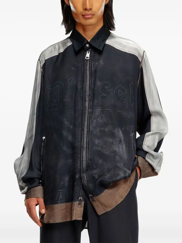 DIESEL® Logo-print Zip-up Shirt