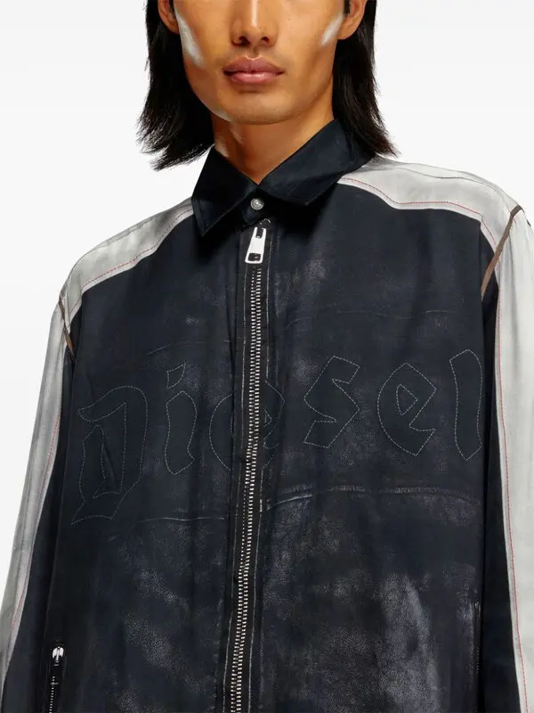 DIESEL® Logo-print Zip-up Shirt