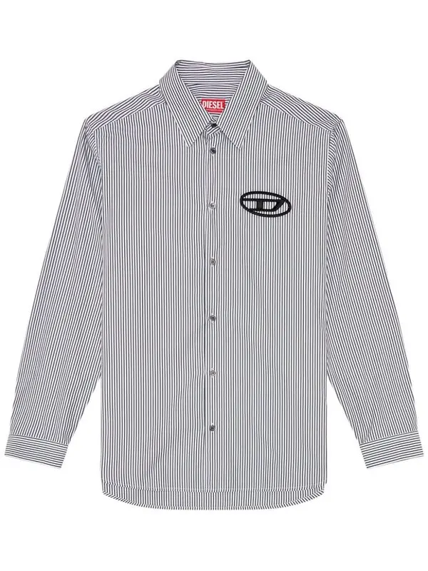 DIESEL® S-simply-e Striped Cotton Shirt - Black