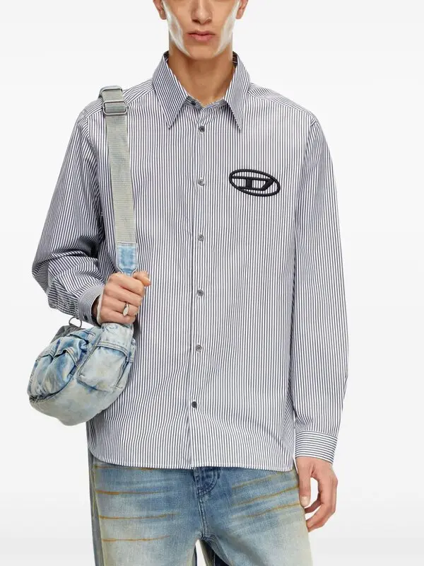 DIESEL® S-simply-e Striped Cotton Shirt - Black