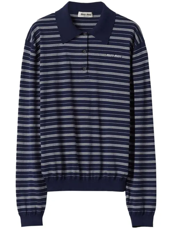 Miu Miu Logo-print Striped Polo Top