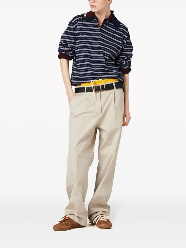 Miu Miu Logo-print Striped Polo Top