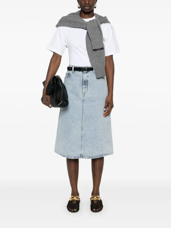 TOTEME Organic Cotton Denim Midi Skirt - Blue