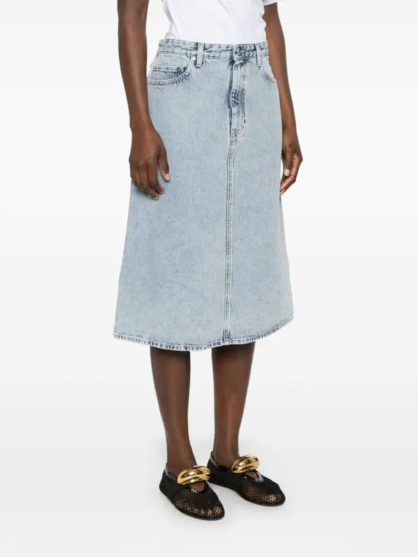 TOTEME Organic Cotton Denim Midi Skirt - Blue