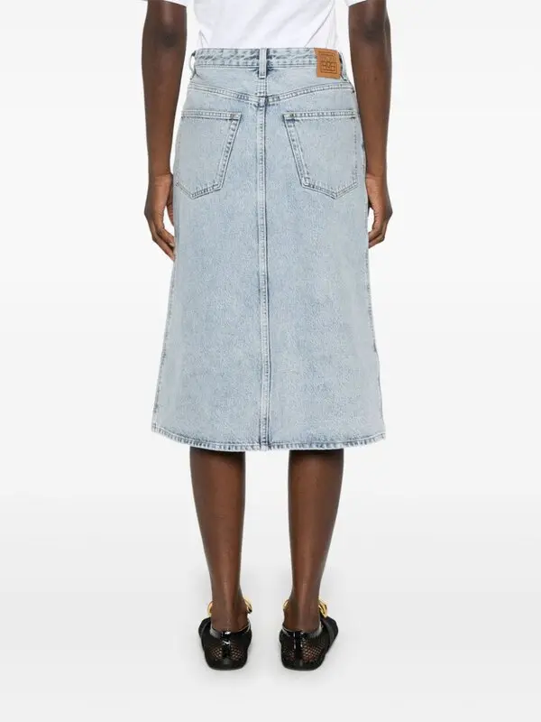 TOTEME Organic Cotton Denim Midi Skirt - Blue