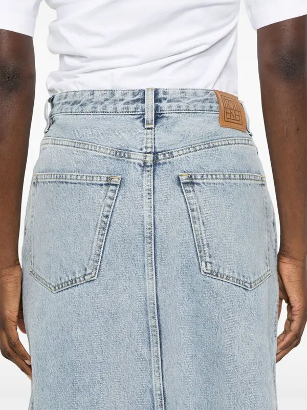 TOTEME Organic Cotton Denim Midi Skirt - Blue