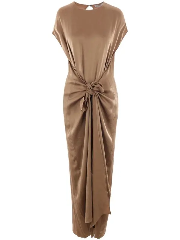 Dusan Knot-detail Silk Jumpsuit - Brown