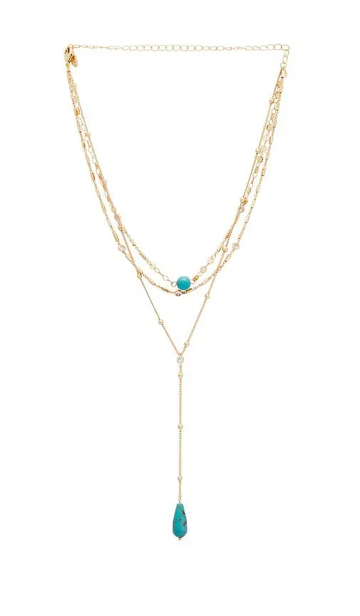 Ettika Multi Chain Lariat Choker - Turquoise