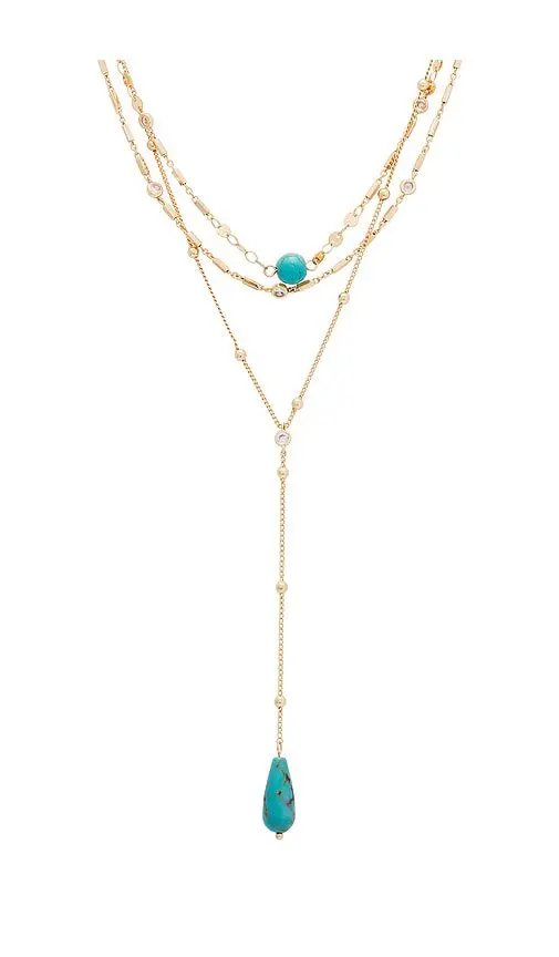 Ettika Multi Chain Lariat Choker - Turquoise