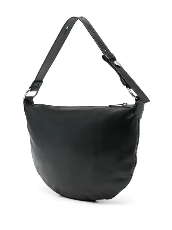 Moschino Logo Appliqué Leather Shoulder Bag