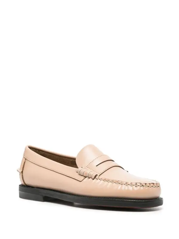 SEBAGO Stacked-heel Leather Loafers - Neutrals
