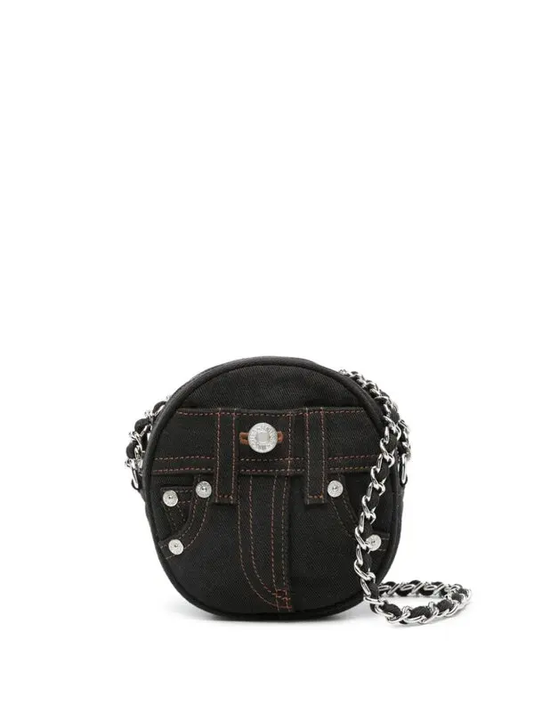 Moschino Decorative Stitching Denim Shoulder Bag