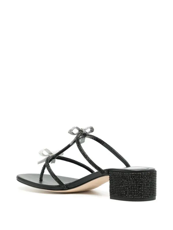 Rene Caovilla Caterina 40mm Leather Sandals - Black