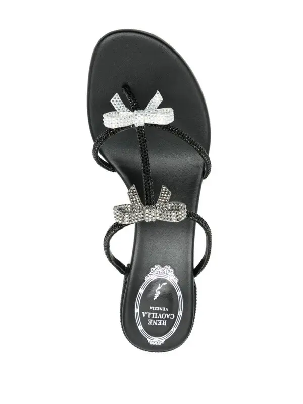 Rene Caovilla Caterina 40mm Leather Sandals - Black