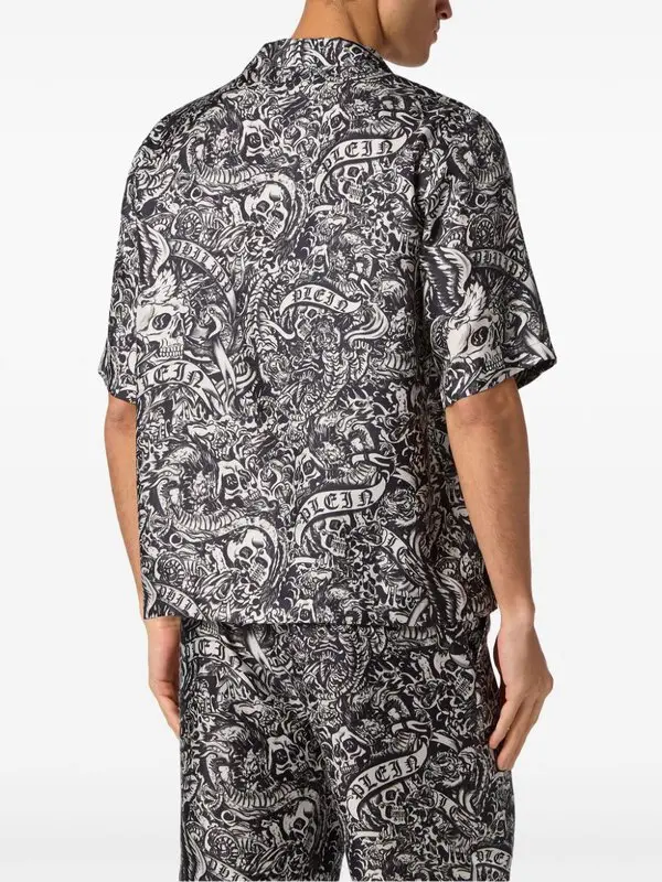 Philipp Plein Tattoo Short-sleeve Silk Shirt