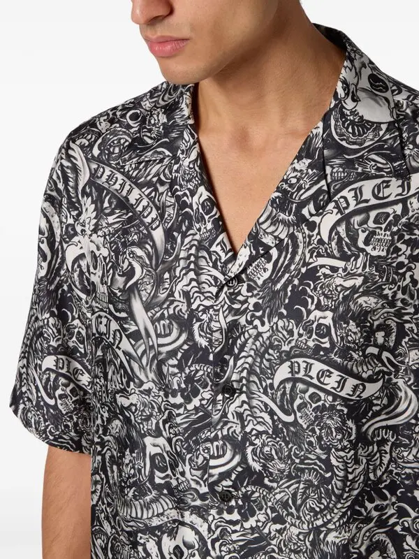 Philipp Plein Tattoo Short-sleeve Silk Shirt