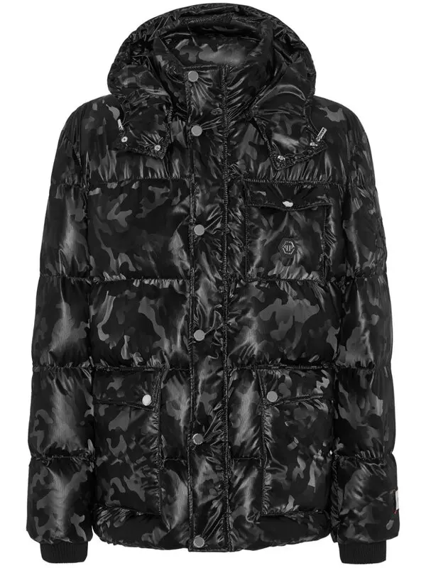 Philipp Plein Camouflage-print Puffer Jacket - Black