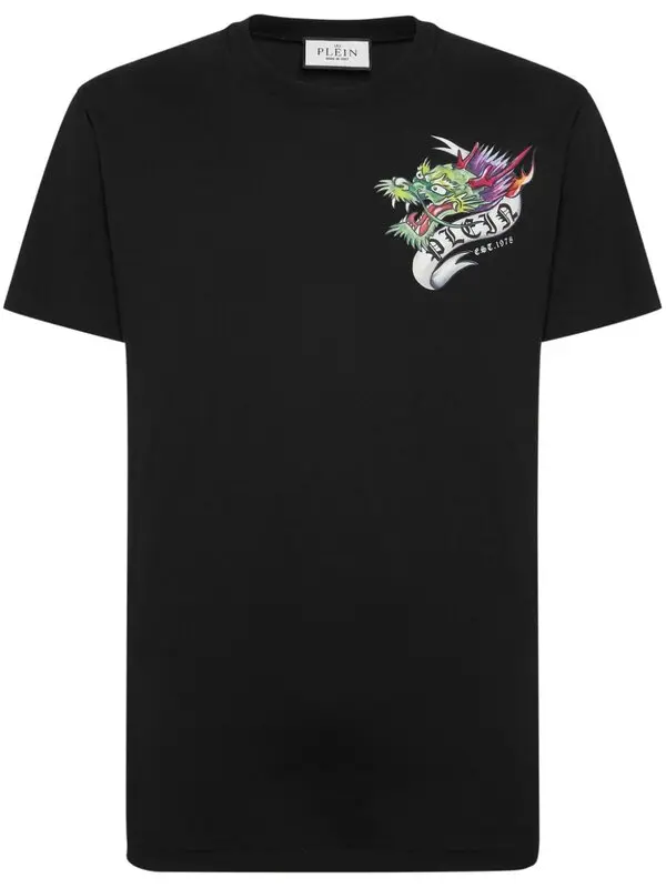 Philipp Plein Tattoo-print Cotton T-shirt - Black