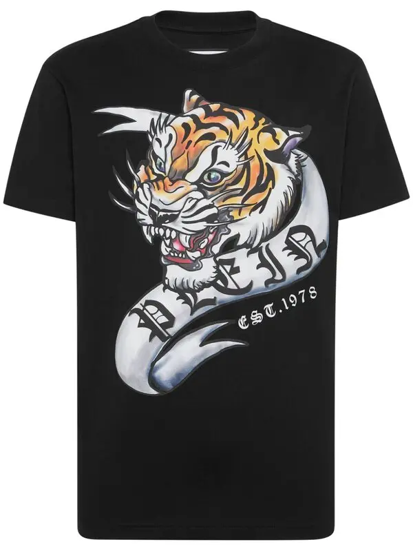 Philipp Plein Ss Tattoo Tiger-printed T-shirt - Black