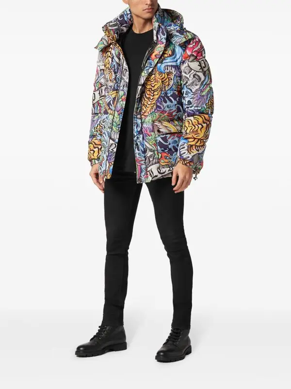 Philipp Plein Tattoo-print Puffer Jacket