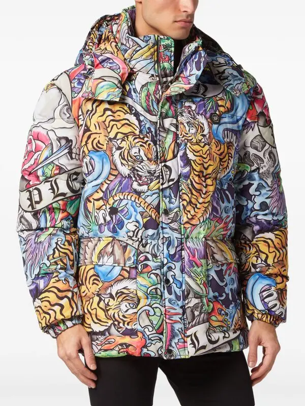 Philipp Plein Tattoo-print Puffer Jacket