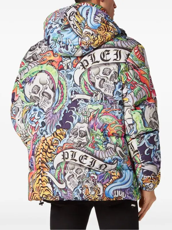 Philipp Plein Tattoo-print Puffer Jacket