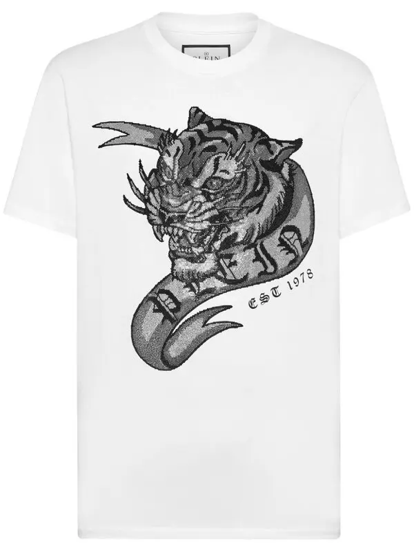 Philipp Plein Ss Tattoo Tiger-print T-shirt - White