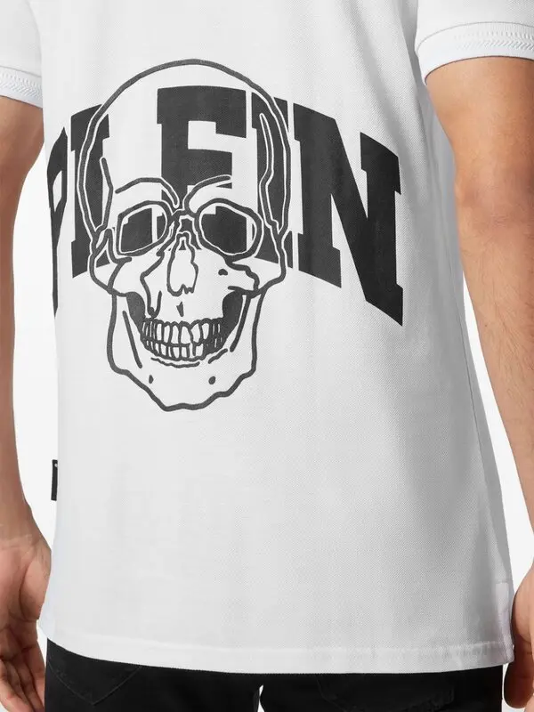 Philipp Plein Skull-print Cotton Polo Shirt - White