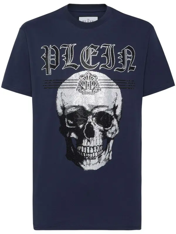 Philipp Plein Skull Logo-print Cotton T-shirt - Blue