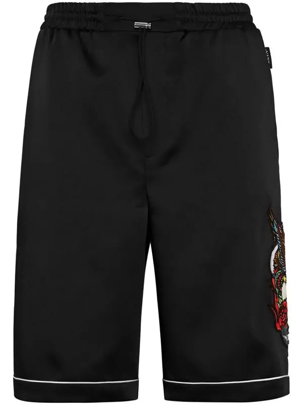 Philipp Plein Tattoo-print Satin Shorts - Black