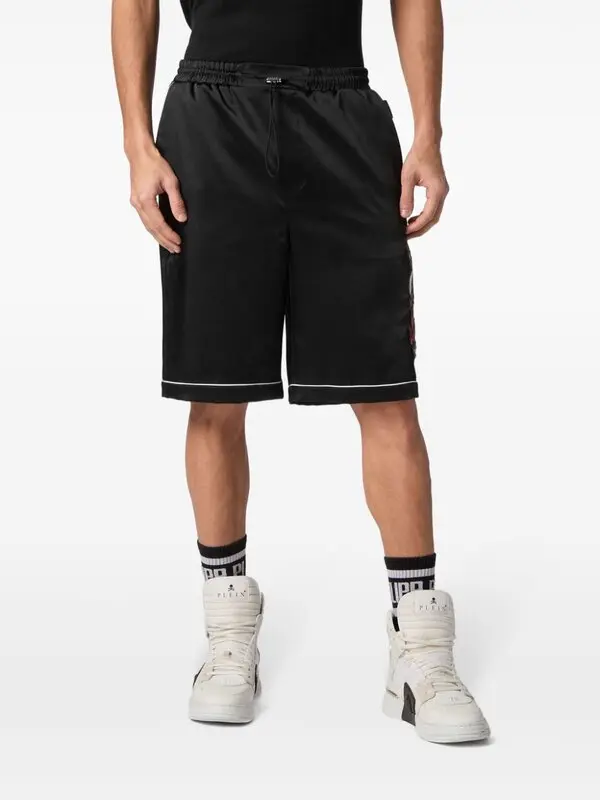 Philipp Plein Tattoo-print Satin Shorts