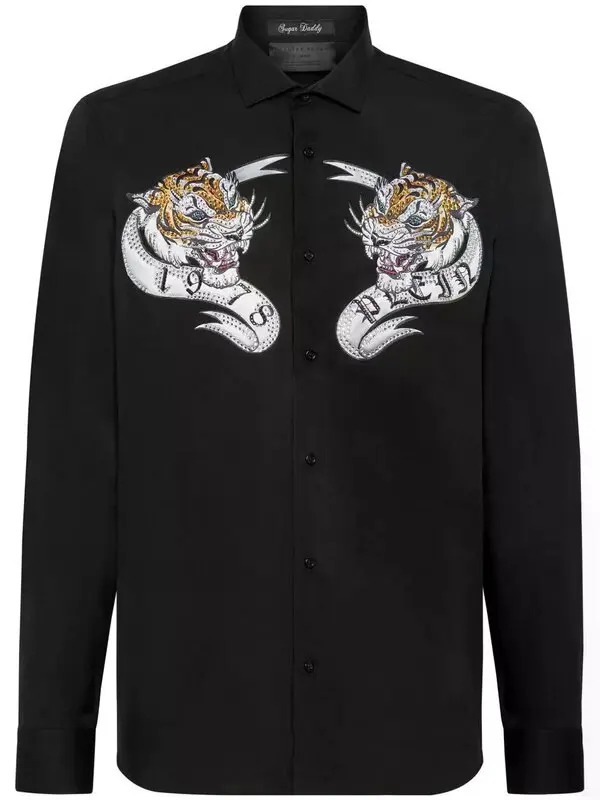 Philipp Plein Tiger-print Embellished Shirt