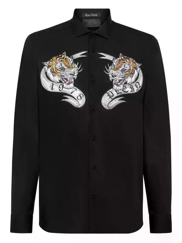 Philipp Plein Tiger-print Embellished Shirt