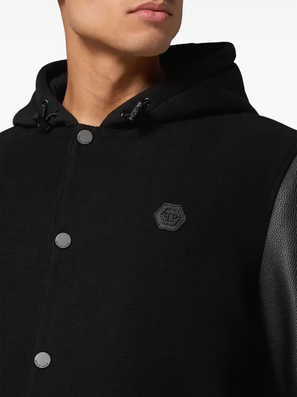 Philipp Plein Logo Appliqué Hooded Jacket