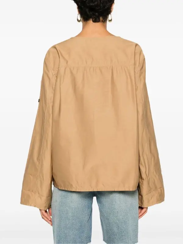 Saint Laurent Henley Twill-weave Blouse - Neutrals