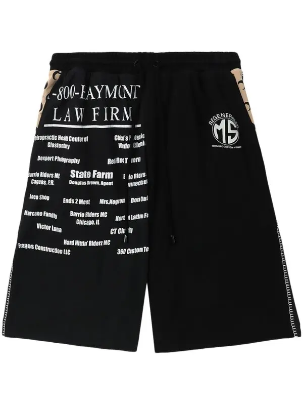 MARINE SERRE Text-print Track Shorts - Black