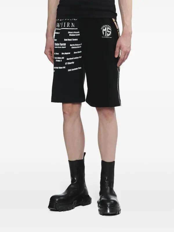 MARINE SERRE Text-print Track Shorts - Black