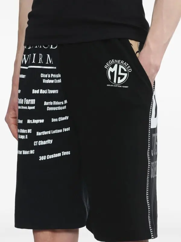 MARINE SERRE Text-print Track Shorts - Black