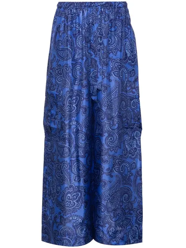 Zimmermann Ottie Silk Palazzo Trousers - Blue