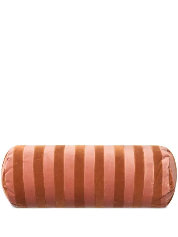 CHRISTINA LUNDSTEEN Bolster Stripe Velvet Cushion - Orange