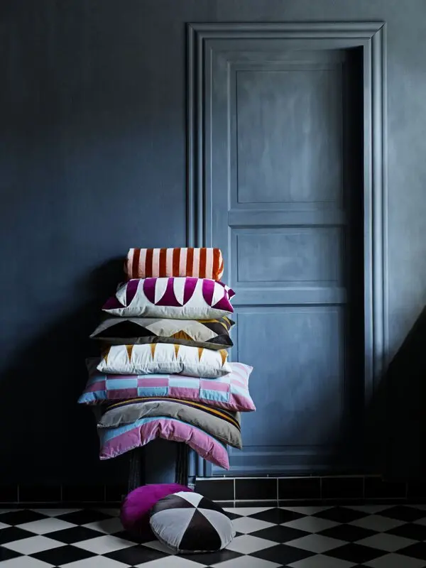 CHRISTINA LUNDSTEEN Bolster Stripe Velvet Cushion