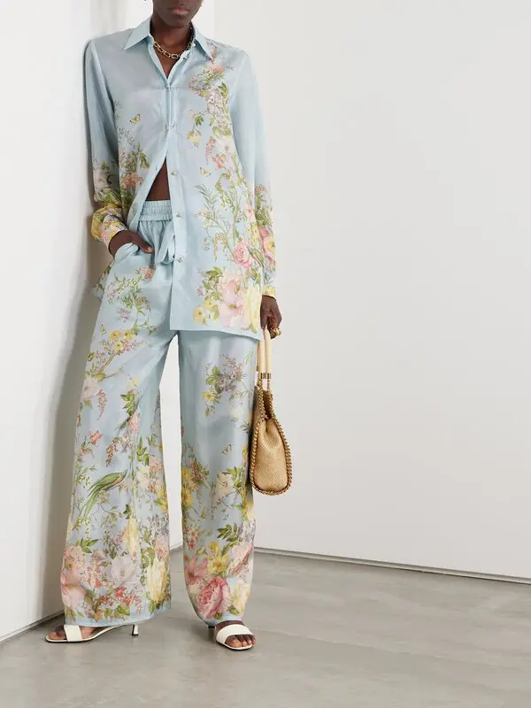 Zimmermann Waverly Printed Silk Straight-leg Pants