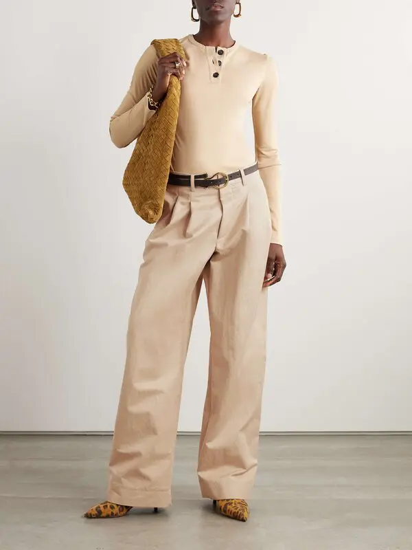 Wardrobe.NYC Pleated Cotton-blend Drill Wide-leg Pants