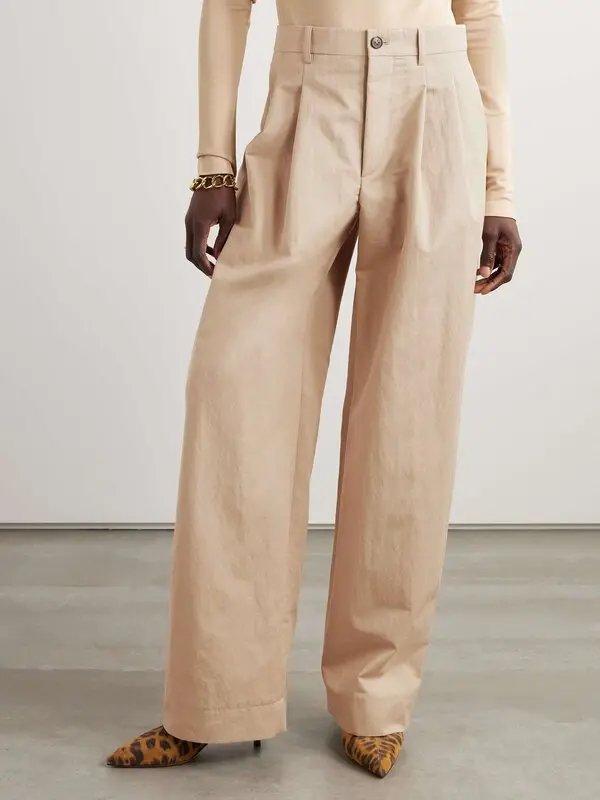 Wardrobe.NYC Pleated Cotton-blend Drill Wide-leg Pants