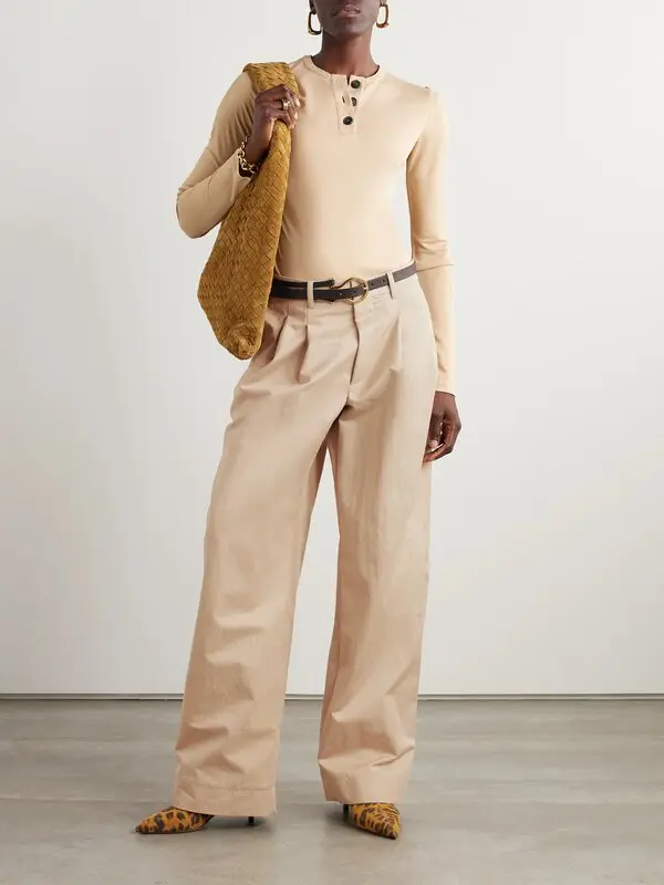 Wardrobe.NYC Pleated Cotton-blend Drill Wide-leg Pants