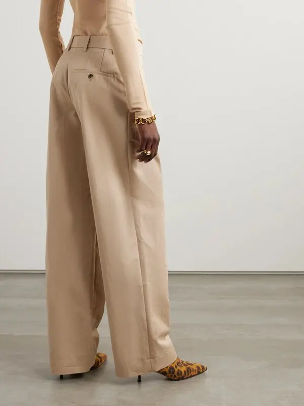 Wardrobe.NYC Pleated Cotton-blend Drill Wide-leg Pants